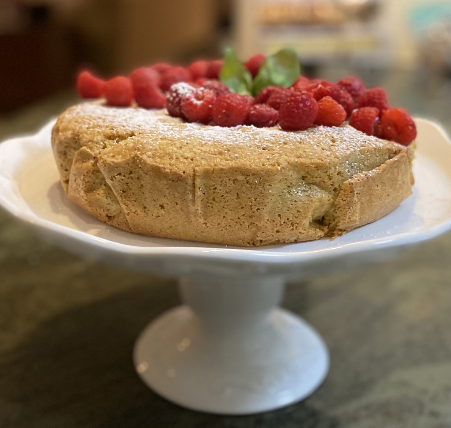Italian Almond Cake with Raspberries - Olive Sunshine